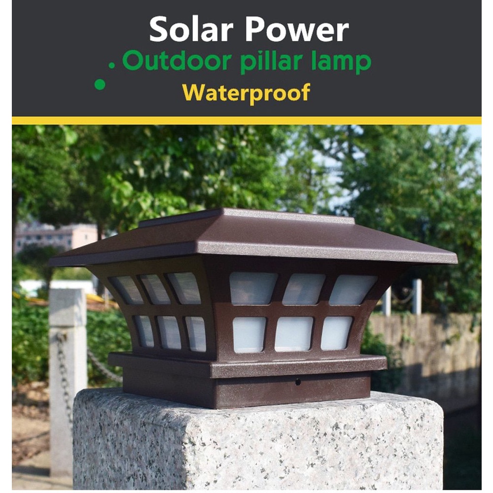 Solar LED Light Waterproof Post Cap Lamp Outdoor Column Headlight ...