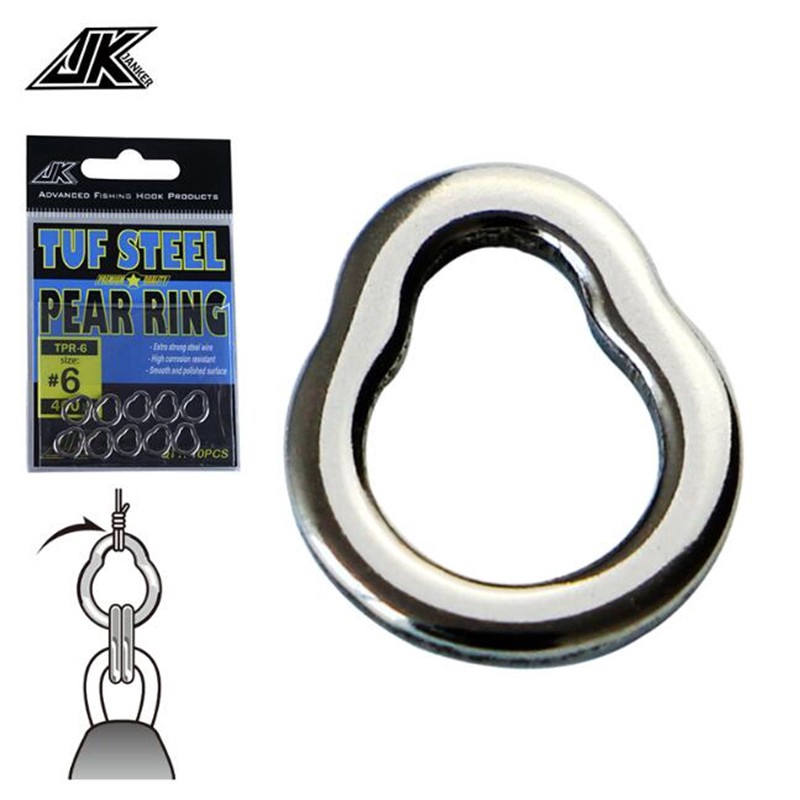 JK TPR 110-400LB Pear Fishing Ring Solid Seamless Steel 304 Jigging Fishing Swivel Accessories ...