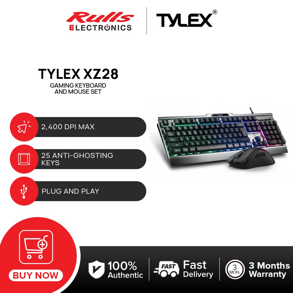 TYLEX XZ28 RGB Backlit Metal Gaming Keyboard and Mouse Set 3 Colorful ...