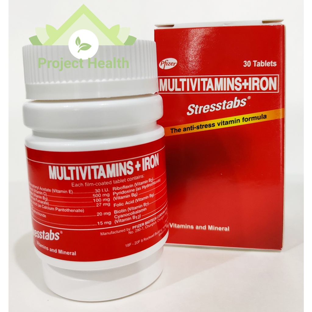STRESSTABS Multivitamins + Ir on 1 Bottle = 30 tablets Multivitamins to ...