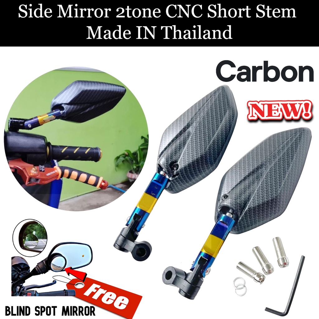 YAMAHA MIO i 125 Side Mirror 2tone CNC Short Stem carbon with free ...