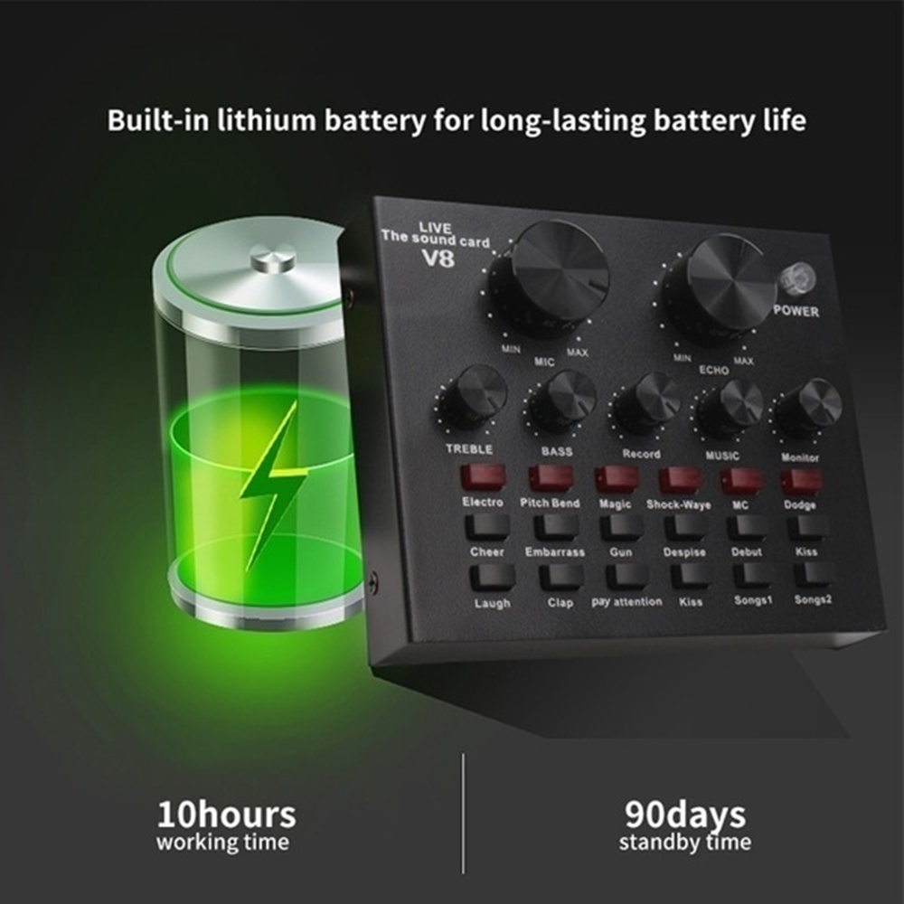 ORIGINAL V8 Sound Card Audio External Headset Microphone Live Broadcast ...