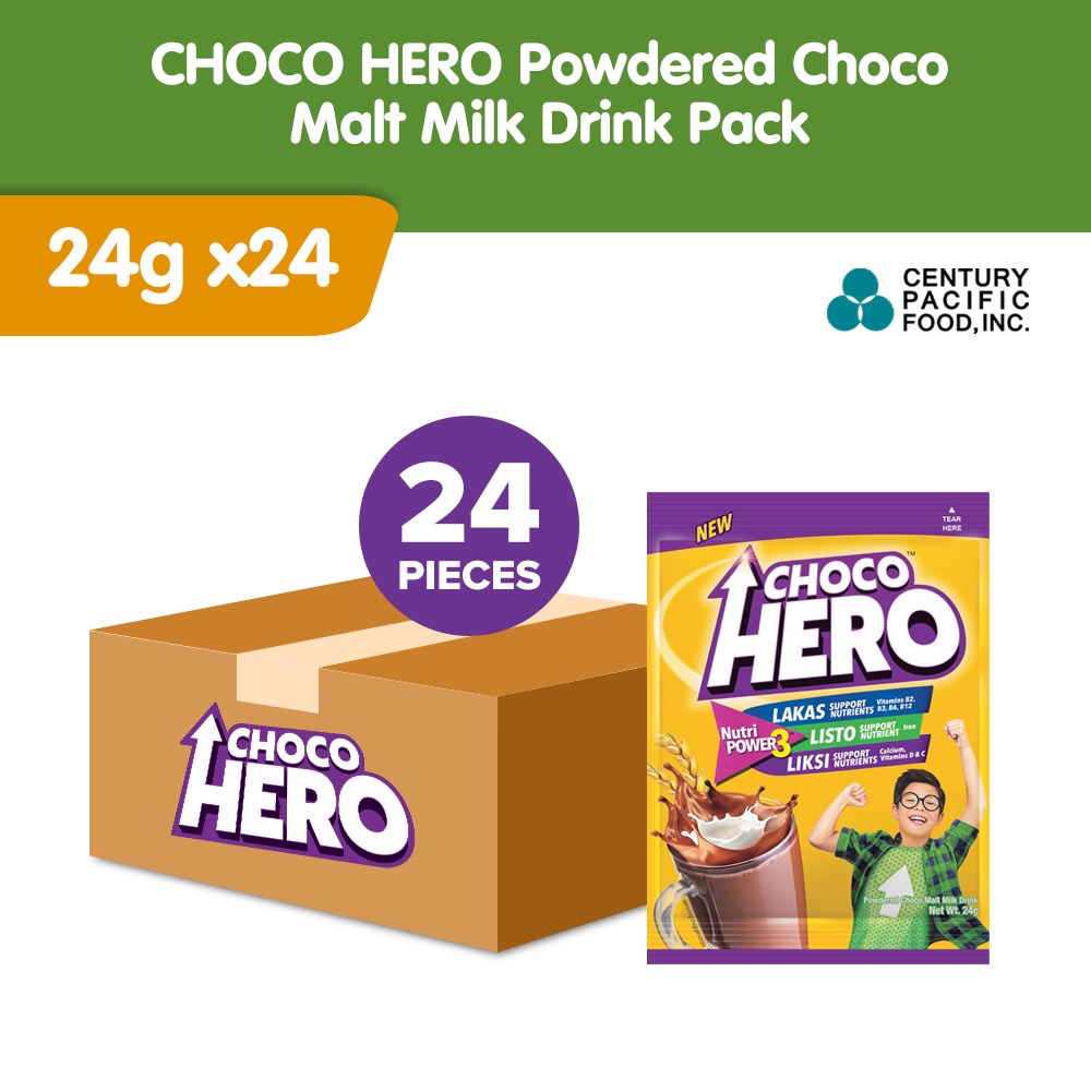 CHOCO HERO Powdered Choco Malt Milk Drink 24g x24 | Shopee Philippines