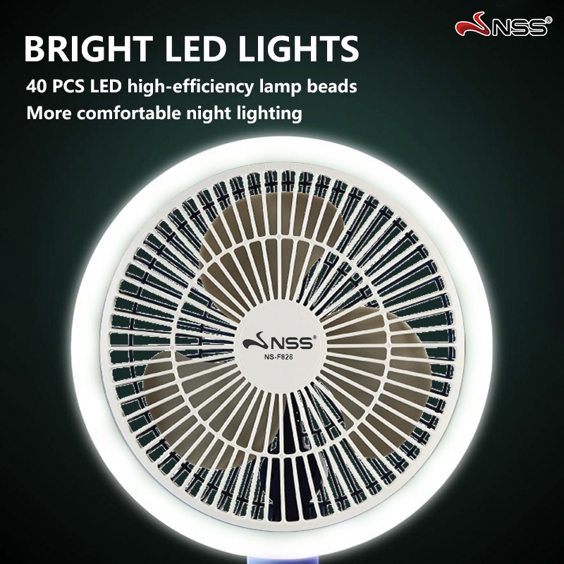 NSS Rechargeable Solar Electric Fan with Panel Desk Fan with LED light ...