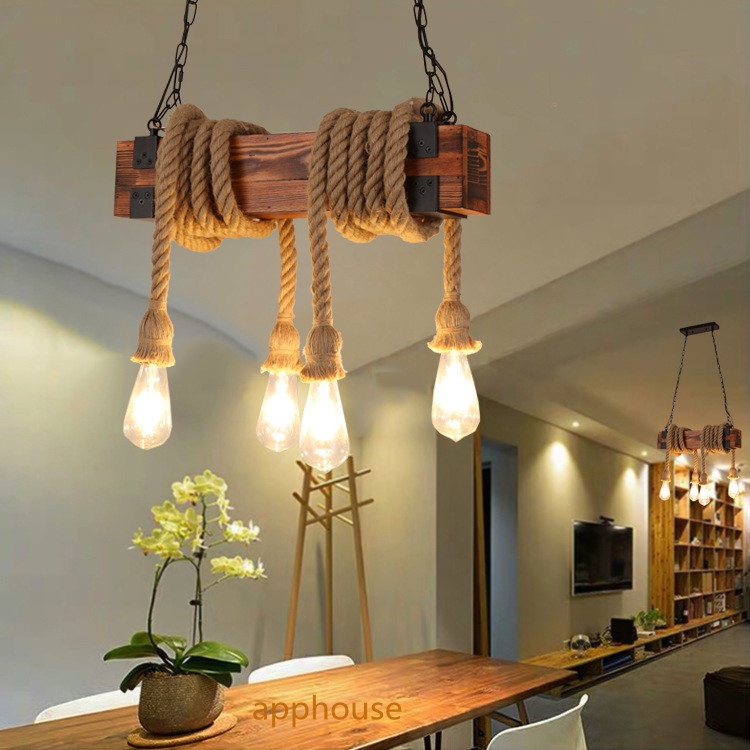Rope light/Chandelier/E27 Socket Light/Rattan Pendant Lights/Rope Lamp ...