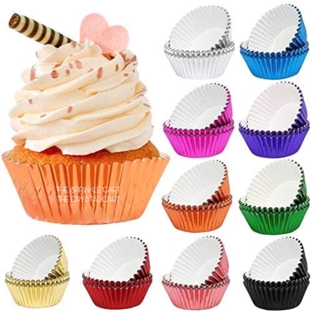 100pcs Metallic Foil Cupcake Liners 3oz Aluminum Greaseproof Muffin ...