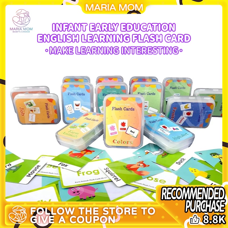 Flash Cards Baby Learning Card Family Preschool Education Learn English ...