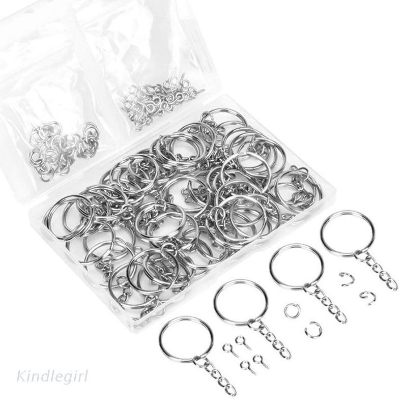 KING 150Pcs/Box Screw Eye Pin Key Chains with Open Jump Ring Chain ...