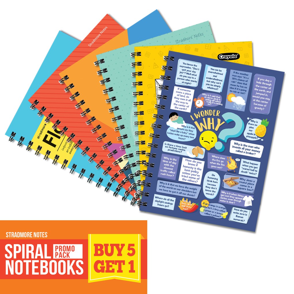 Stradmore Spiral Notebooks Set of 5 + 1 Random Designs | Shopee Philippines