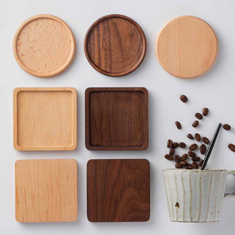 Drink Mat Walnut Wood Coasters Placemats Decor Tea Coffee Cup Pad ...