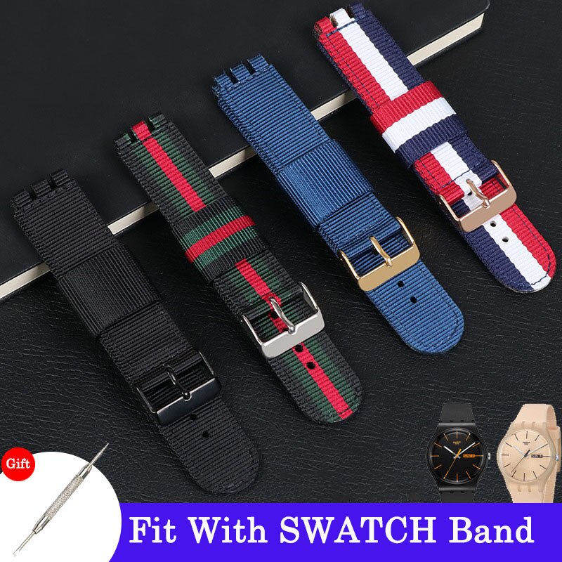 Nato Strap for SWATCH Canvas Nylon Watch Strap Replacement 17mm 19mm ...