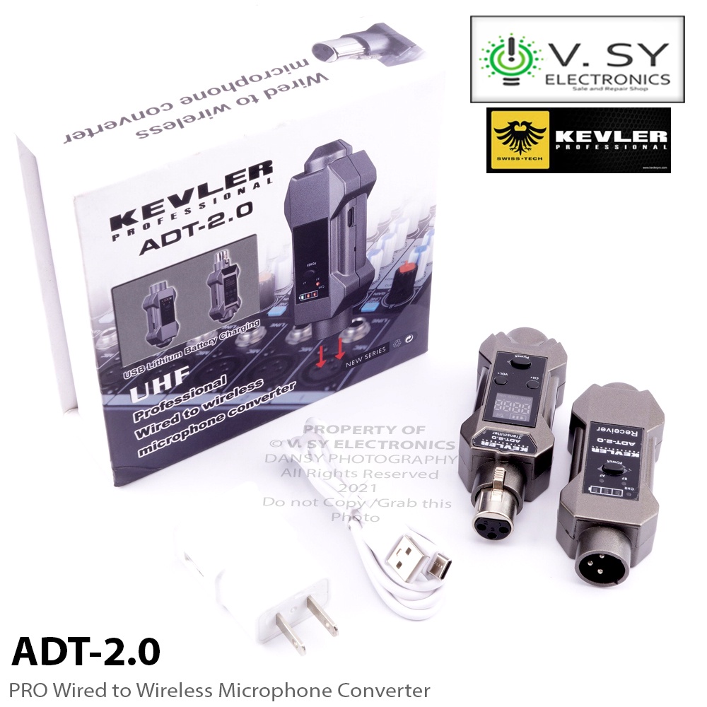 Original Kevler ADT-2.0 Professional Wired to UHF Wireless Microphone ...