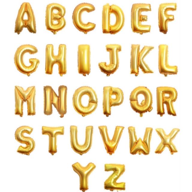 GOLD LETTER FOIL BALLOON 16 INCHES SOLD PER PIECE (OPTION A TO Z ...
