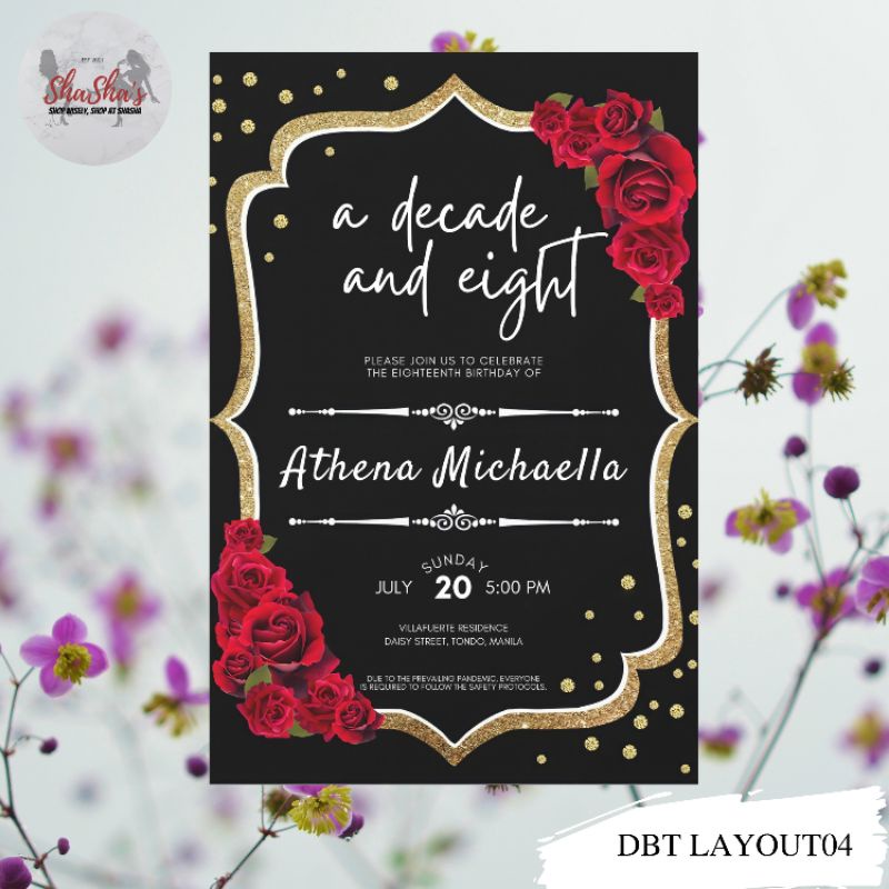Debut 18th Birthday Invitation Card Minimalist Shopee Philippines