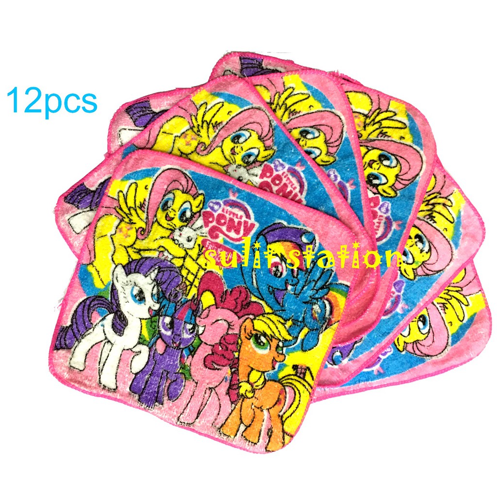 12pcs MLP MY LITTLE PONY MINI FACE TOWEL HANKY HANDKERCHIEF party ...