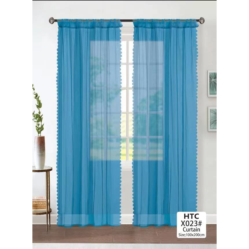 COD Sale Ultra Light Tulle Curtain Blue Kurtina for Windows Home Decor ...