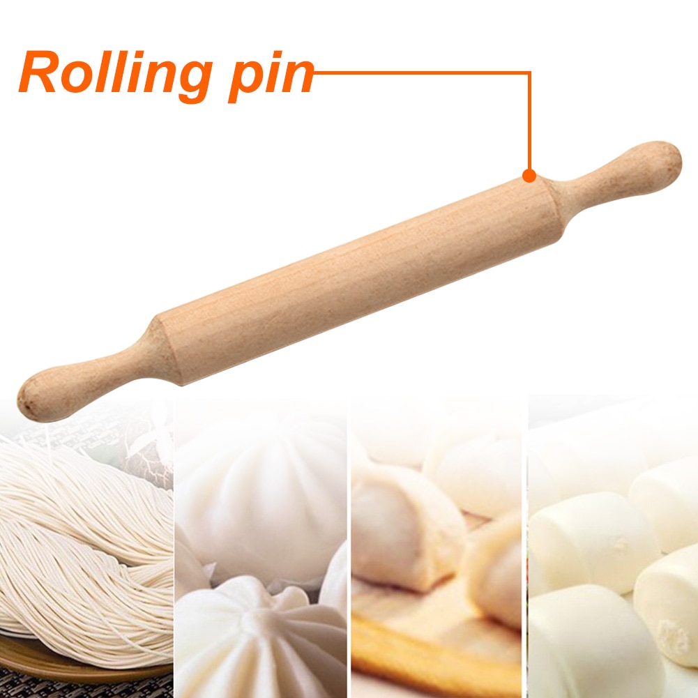 Solid Wood Rolling Pin Baking Cookies Fondant Cake Dough Roller Pastry ...
