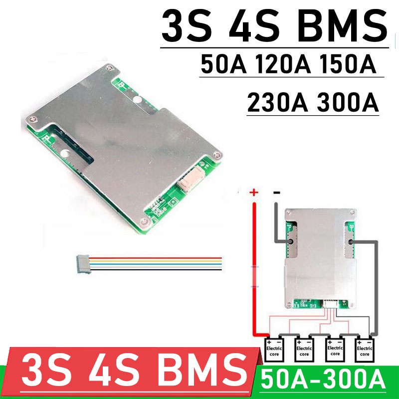 3S 4S BMS 12V 120A 150A 230A 300A Li-ion LifePo4 Lithium Battery ...