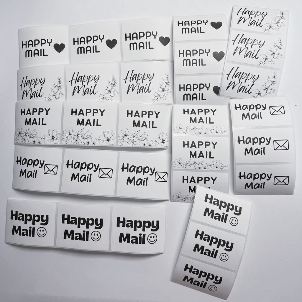HAPPY MAIL Customized Thermal Packaging Sticker Label (50 and 100 pcs ...