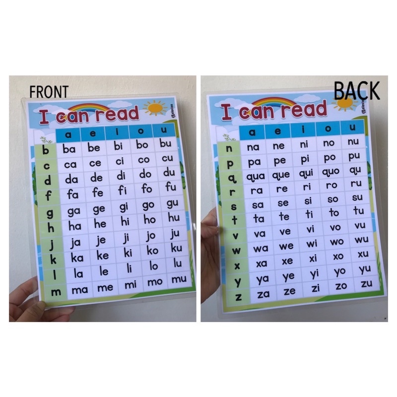 AEIOU Laminated Chart A4 size back to back | Shopee Philippines