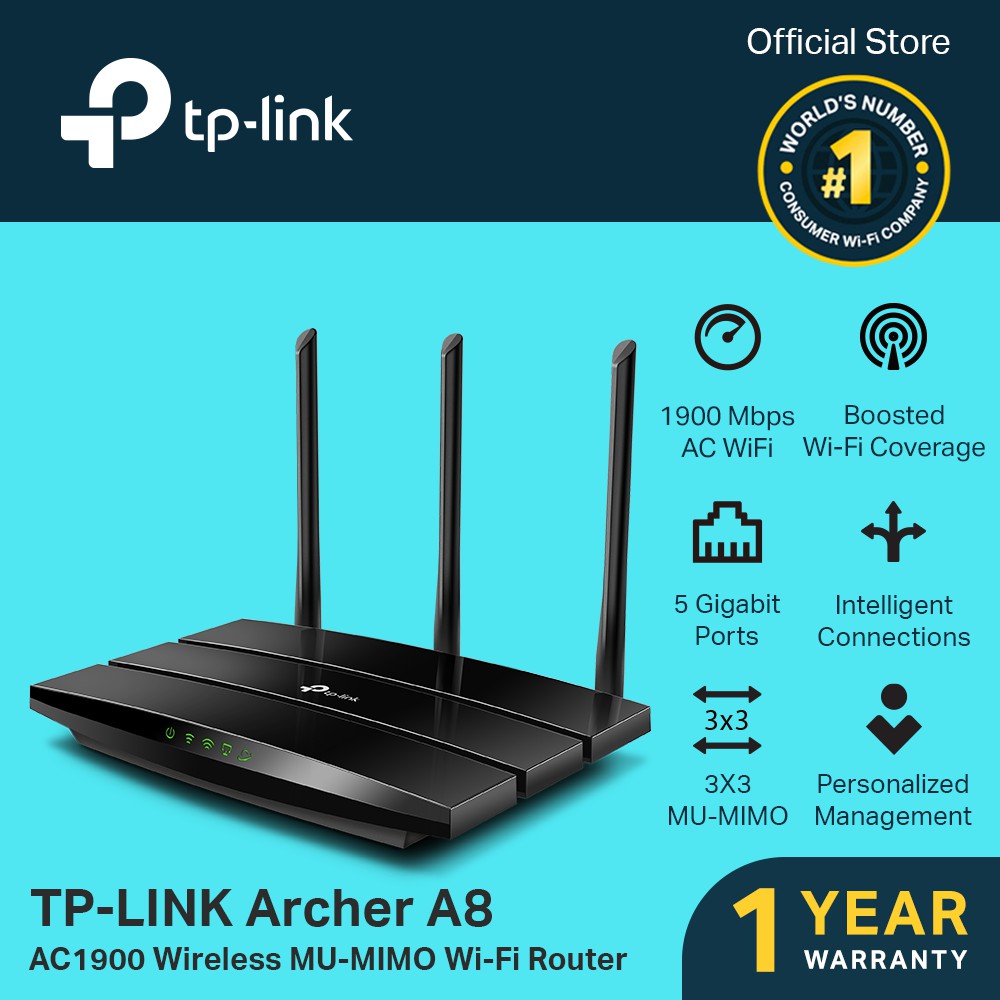 Tp-link archer a8 ac1900 wireless mu-mimo wifi router | 2.4g & 5g dual ...