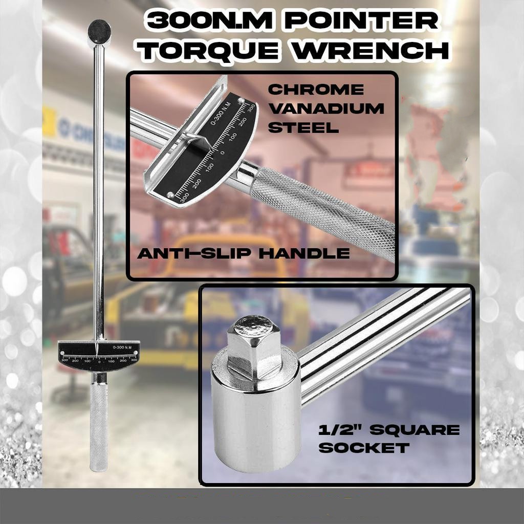 1/2 Inch Steel Pointer Socket Torque Wrench Tool 300N.m Dial Torque ...