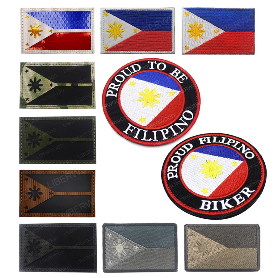 Philippines Flag Patch Skull Embroidery Patch Philippine Flag IR Infrared Reflective Patches ...