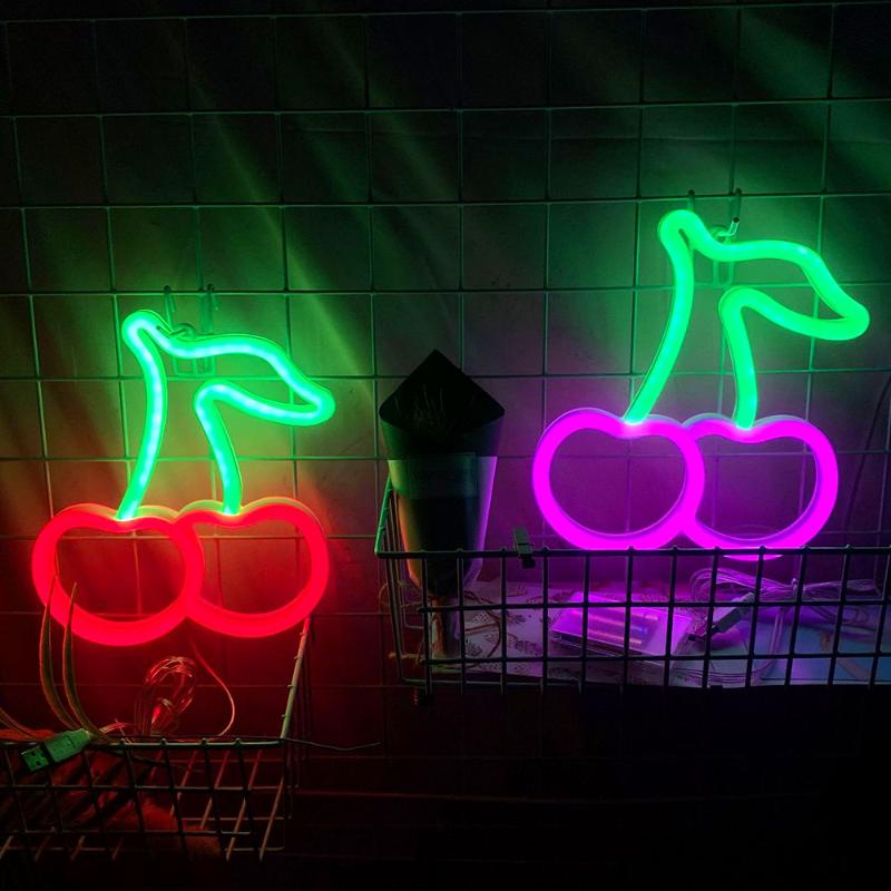 Cherry Neon Sign LED Neon Light USB or Battery Powered Waterproof Wall ...