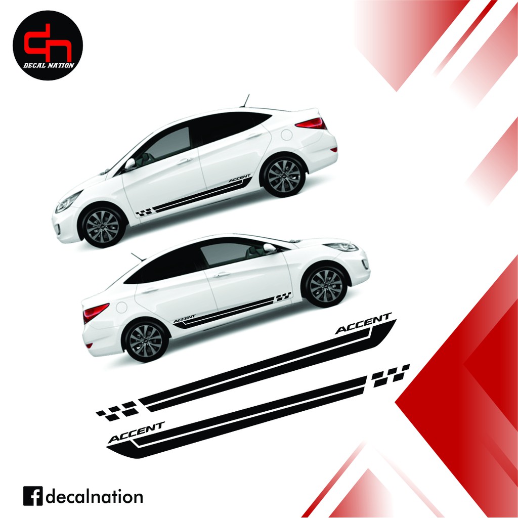 Hyundai Accent Linear Decals Weatherproof Cut Out Vinyl Sticker Black ...