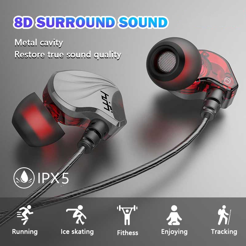 Zeus 6D Surround Sound Bass Earphones W/ Microphone Noise Cancelling ...