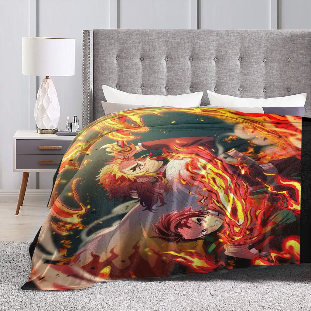 Demon Slayer Flannel Printed Sleeping Blanket Pattern Design Cotton Bed ...