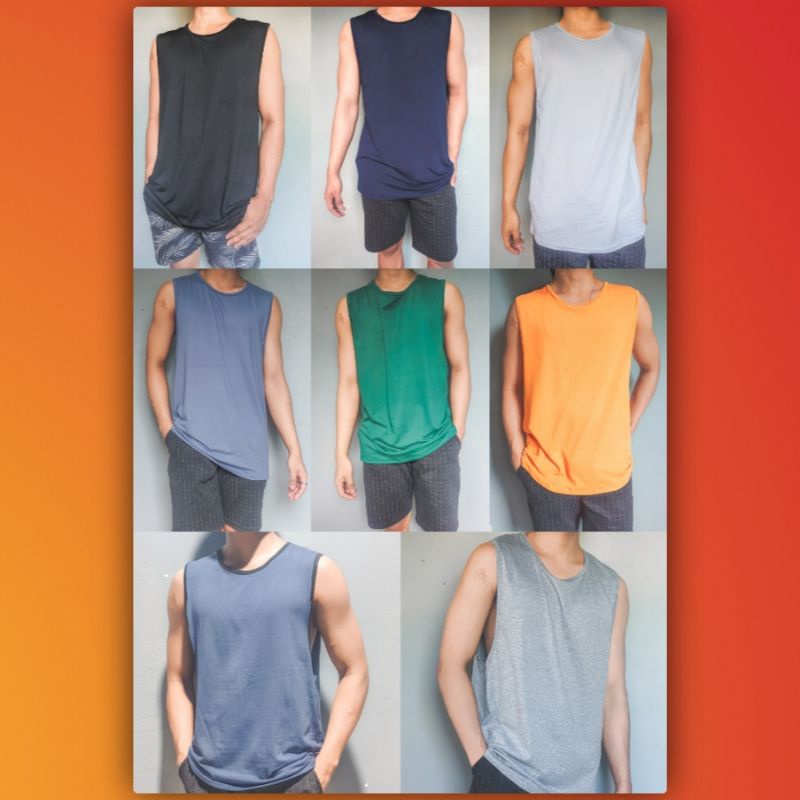 Plain Sando Muscle Tee Top for Men (S|M|L|XL|XXL|3XL) Cotton Spandex ...