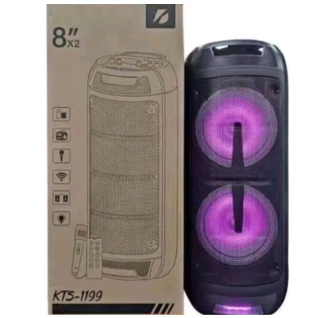 KTS -1199 8"x2 with fm, usb mp3 player bluetooth PORTABLE PARTY SPEAKER | Shopee Philippines