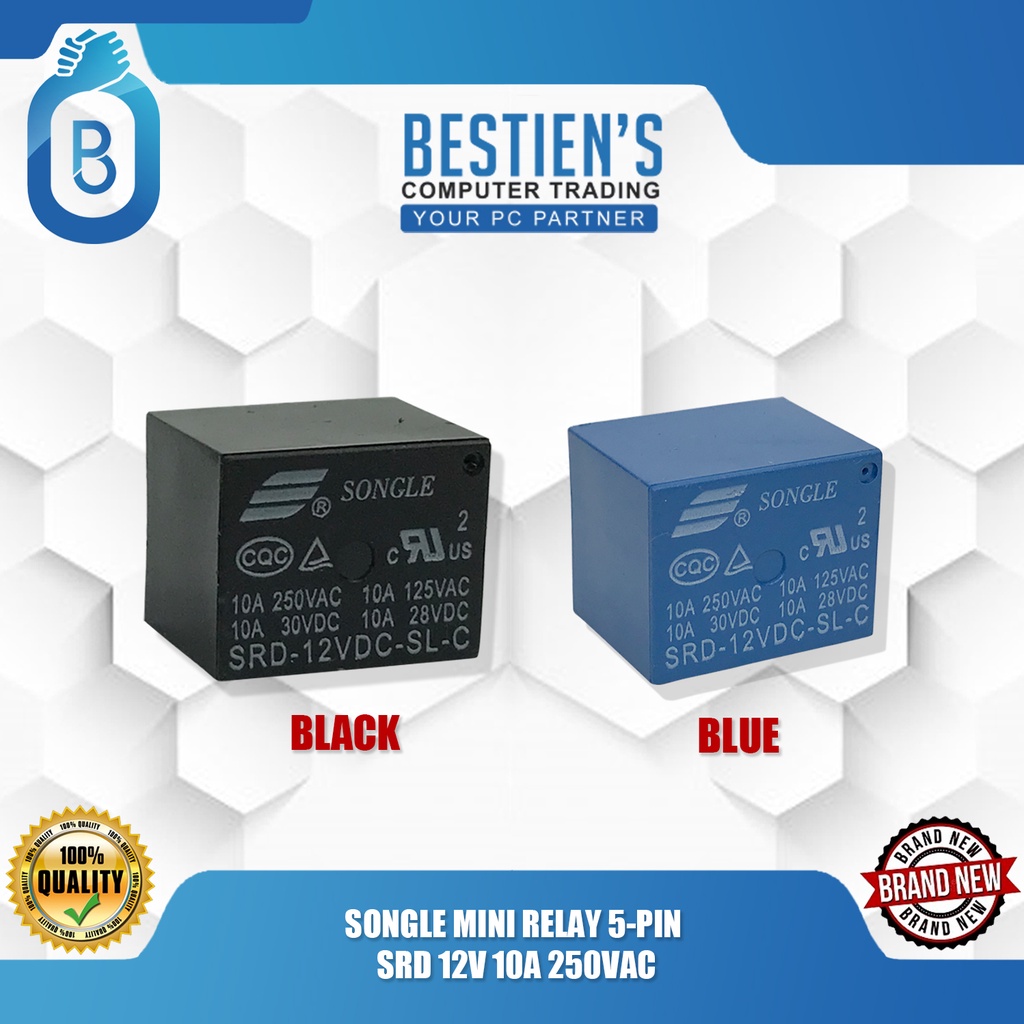 SONGLE MINI RELAY 5-PIN SRD 12V 10A 250VAC | Shopee Philippines