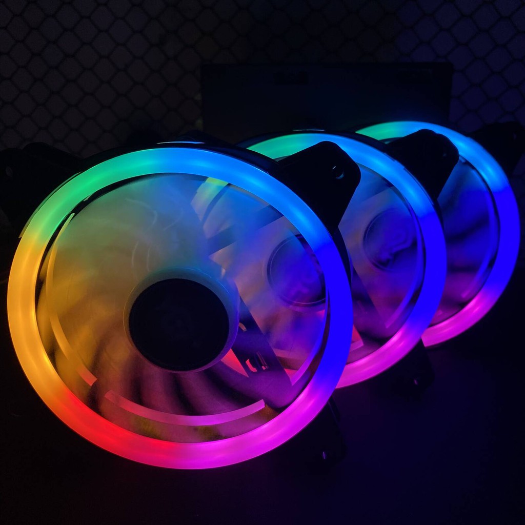 YGT FAN DOUBLE RING LED Rainbow 120MM Case Chassis Cooling Ring CPU Fan ...