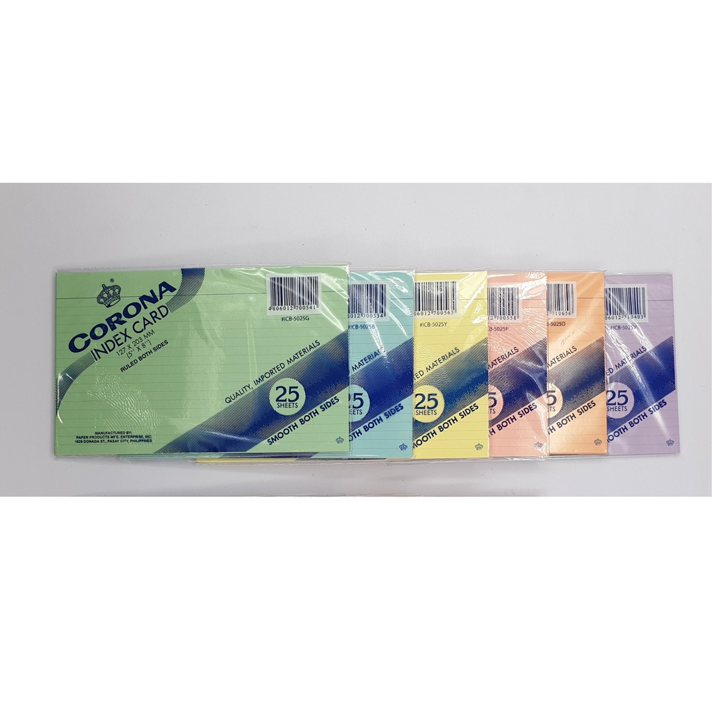 Corona Index Card (5 x 8 in) (Colored) | Shopee Philippines