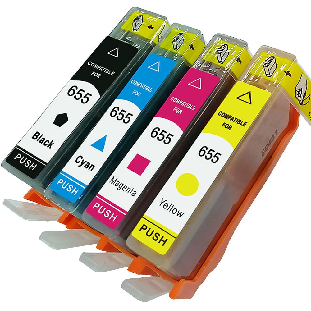 4Pcs Compatible Ink Cartridges for HP 655 Deskjet 3525 4615 4625 5525 ...