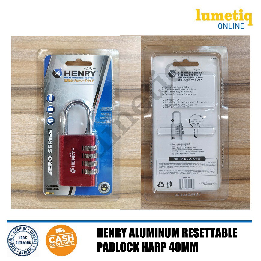 HENRY NUMBER COMBINATION PADLOCK HARP 40MM | Shopee Philippines