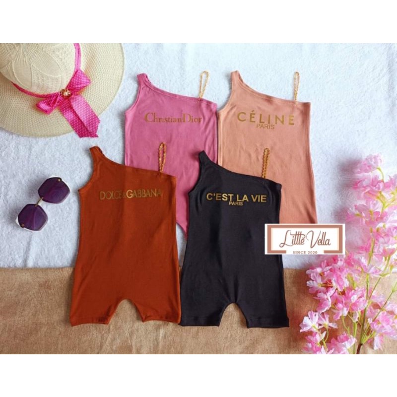 Little Vella One Shouldered Gold Strap Unitard Romper ( 5 Mos - 6 Years ...