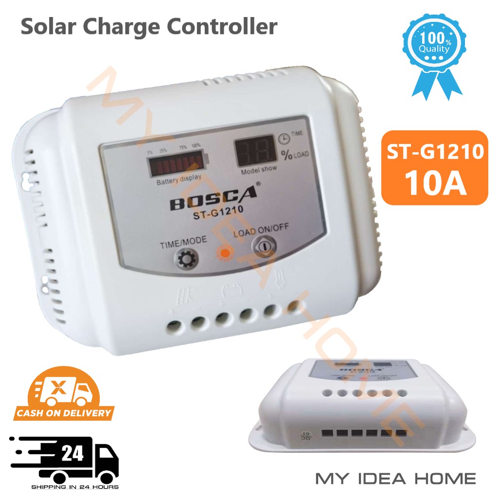 Bosca Solar Charging Controller with Battery Display and Time DC 12/24V ...