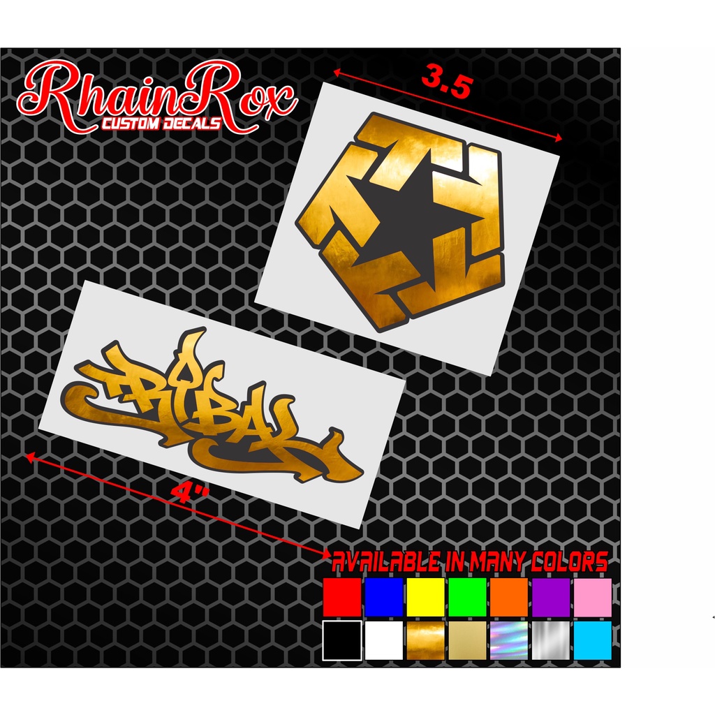 tribal logo sticker two layer waterproof gold chrome silver hologram ...