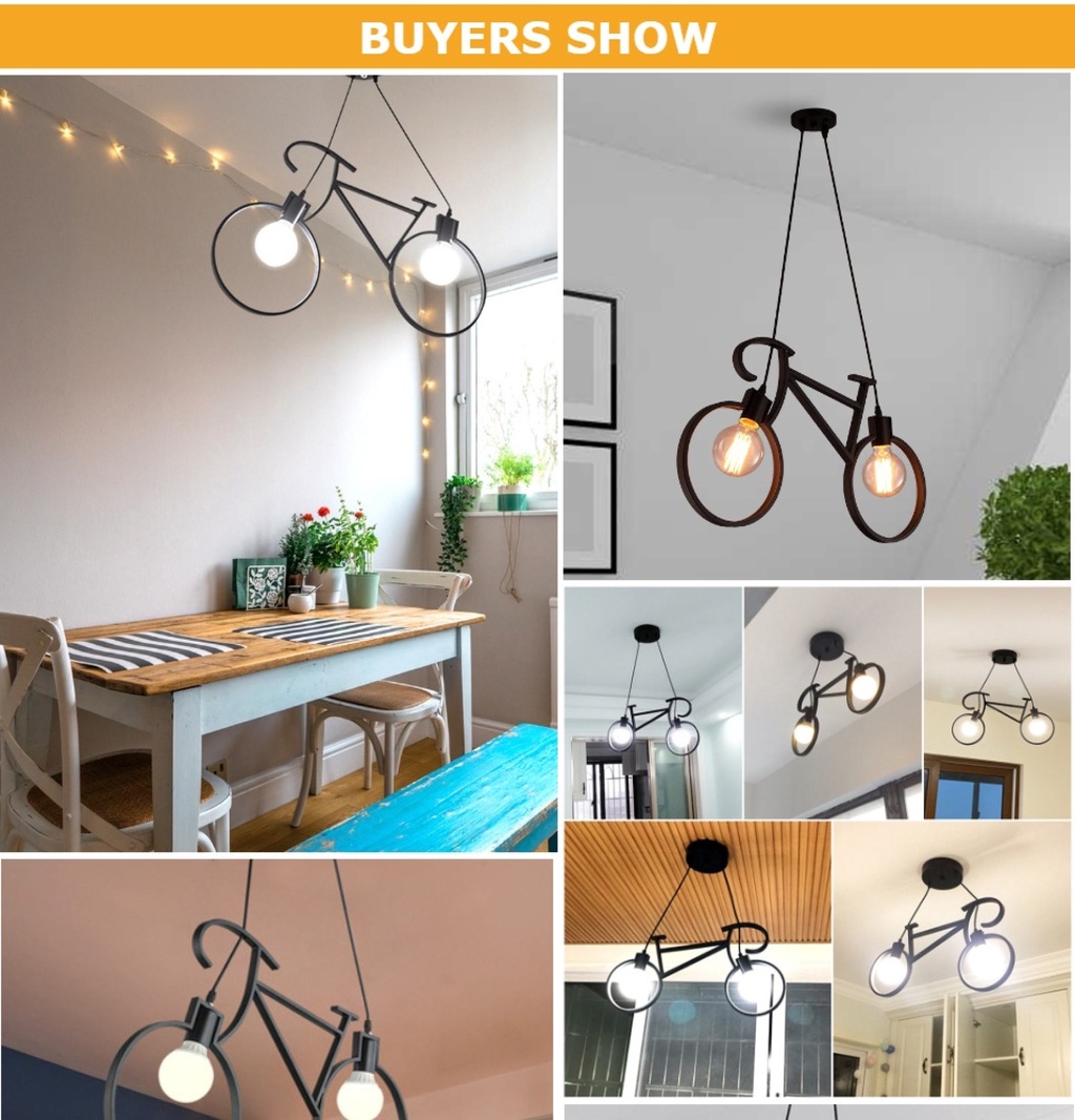 SHIMAIER Vintage Bicycle Pendant Light Living Room Restaurant ...