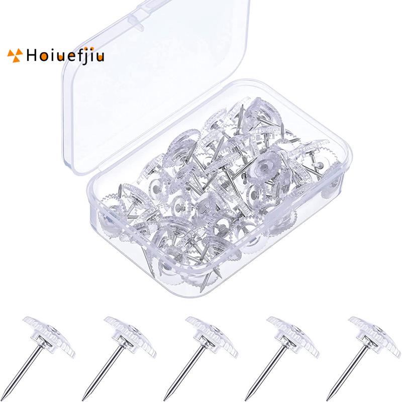 50Pcs Clear Push Pins Small Plastic Thumb Tacks Steel Point and Clear ...