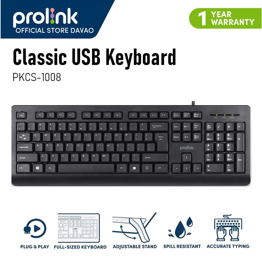 Prolink Pkcs 1008 Classic Wired Keyboard For Laptop And Computer Shopee Philippines