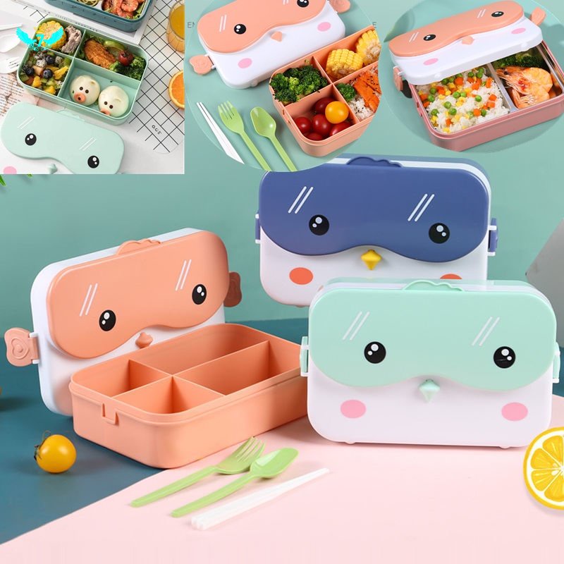 HAOS School Kids Bento Lunch Box Rectangular Leakproof Plastic Anime ...