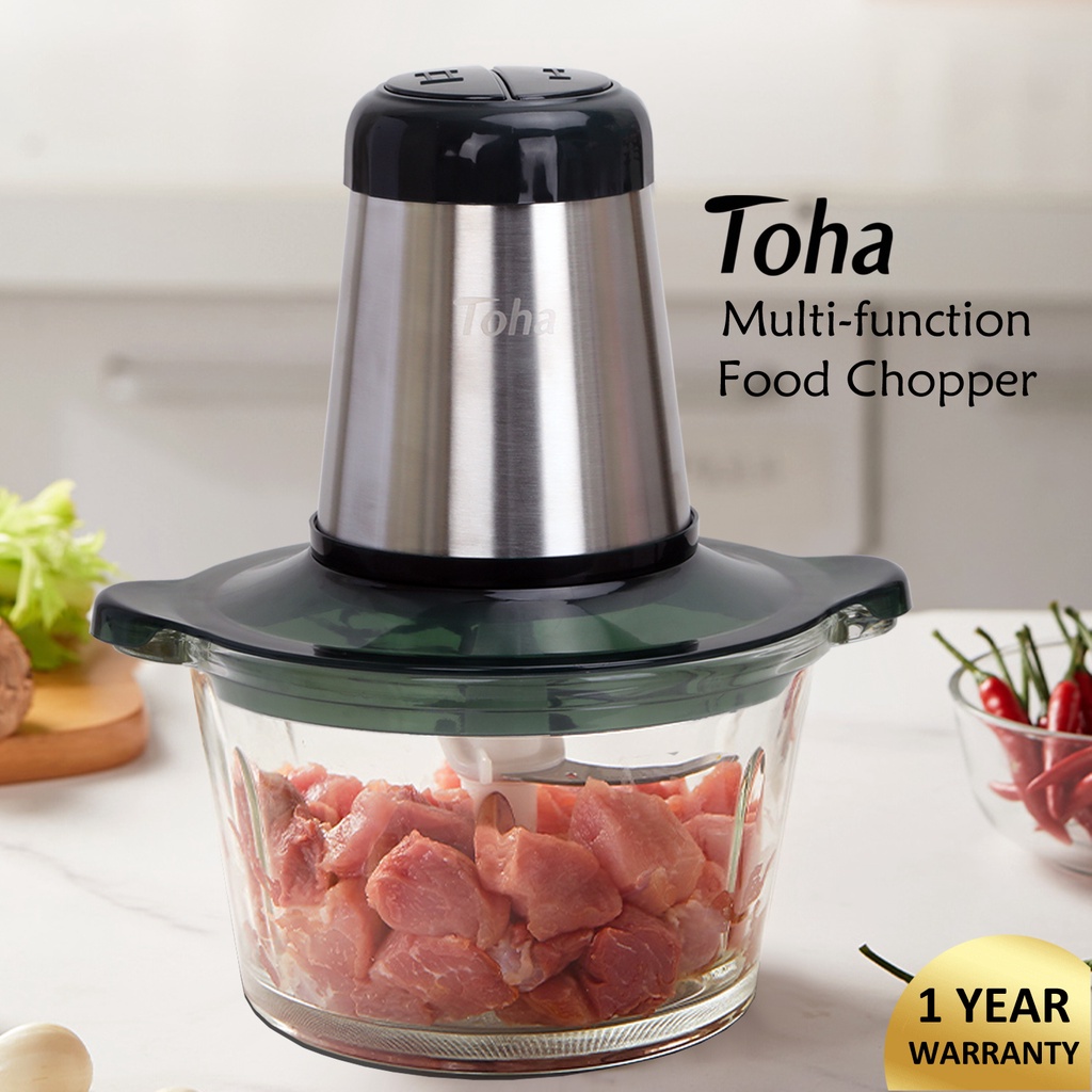 Toha Meat Grinder Electric Food Blender Glass Stainless Steel 2L Food ...