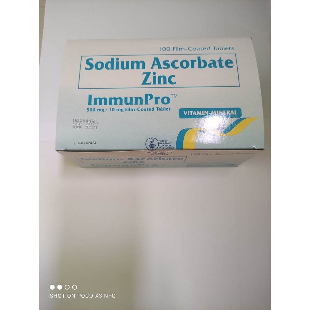 Immunpro Sodium Ascorbate Zinc 100 tablets, 1 box with sealed | Shopee ...