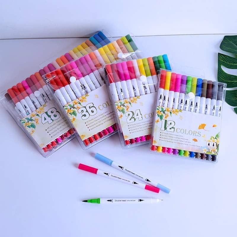 New Double Head Color Pen 12 24 36 48 60 Colors | Shopee Philippines