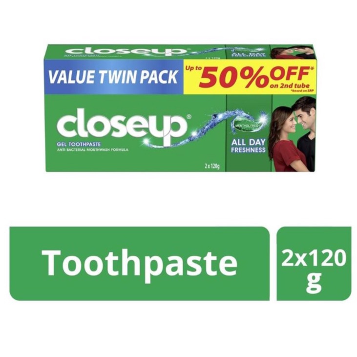 Close Up Anti-Bacterial Toothpaste Menthol Fresh 2 x 120 Ml | Shopee ...