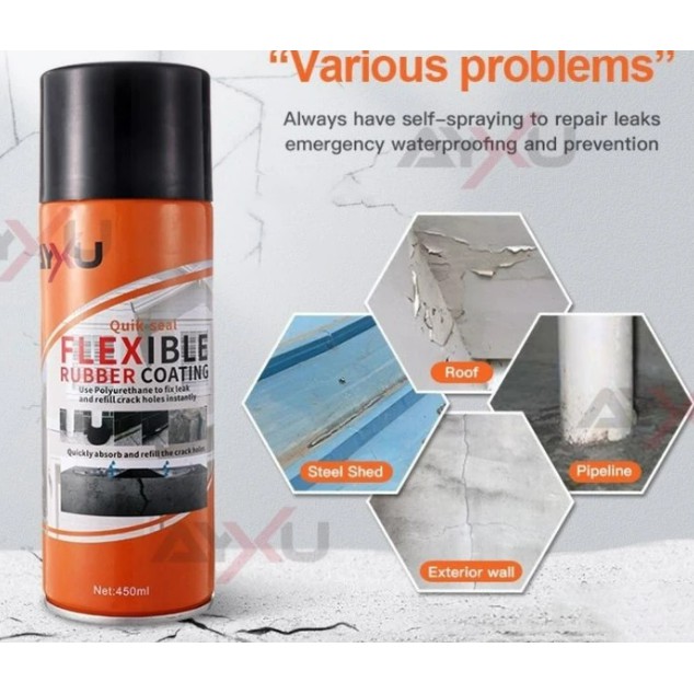 Quick Seal Flexible Rubber Coating REPAIR SPRAY 450ML leakproof ...